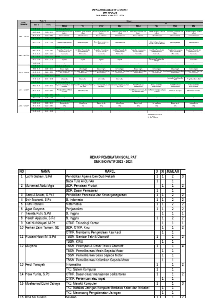 Jadwal Pat Juni 2024 | PDF