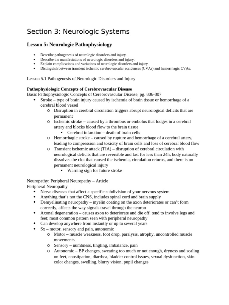Pathophysiology - Section 3 Notes | PDF