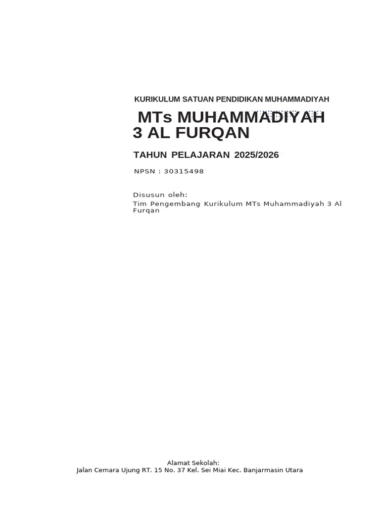 LK KSPM Mts Muhammadiyah 3 Al-Furqan Banjarmasin | PDF