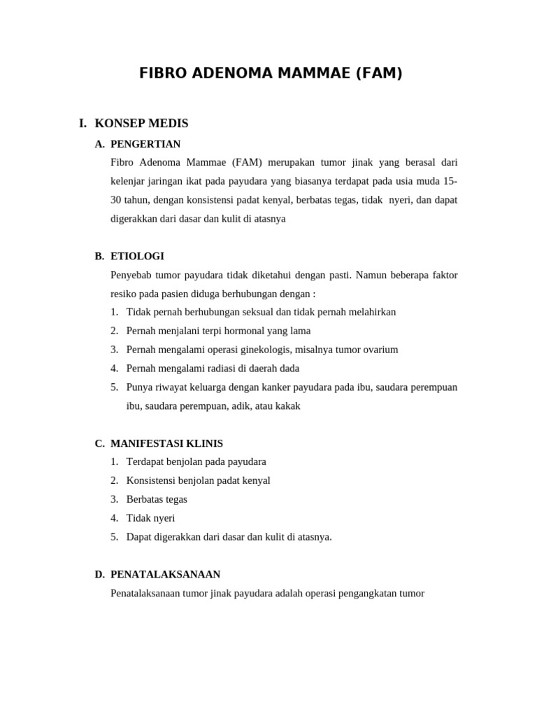 Fibro Adenoma Mammae (Fam) : I. Konsep Medis | PDF