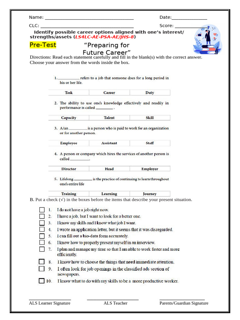 LS4 - Worksheets-JHS (Career Path) | PDF