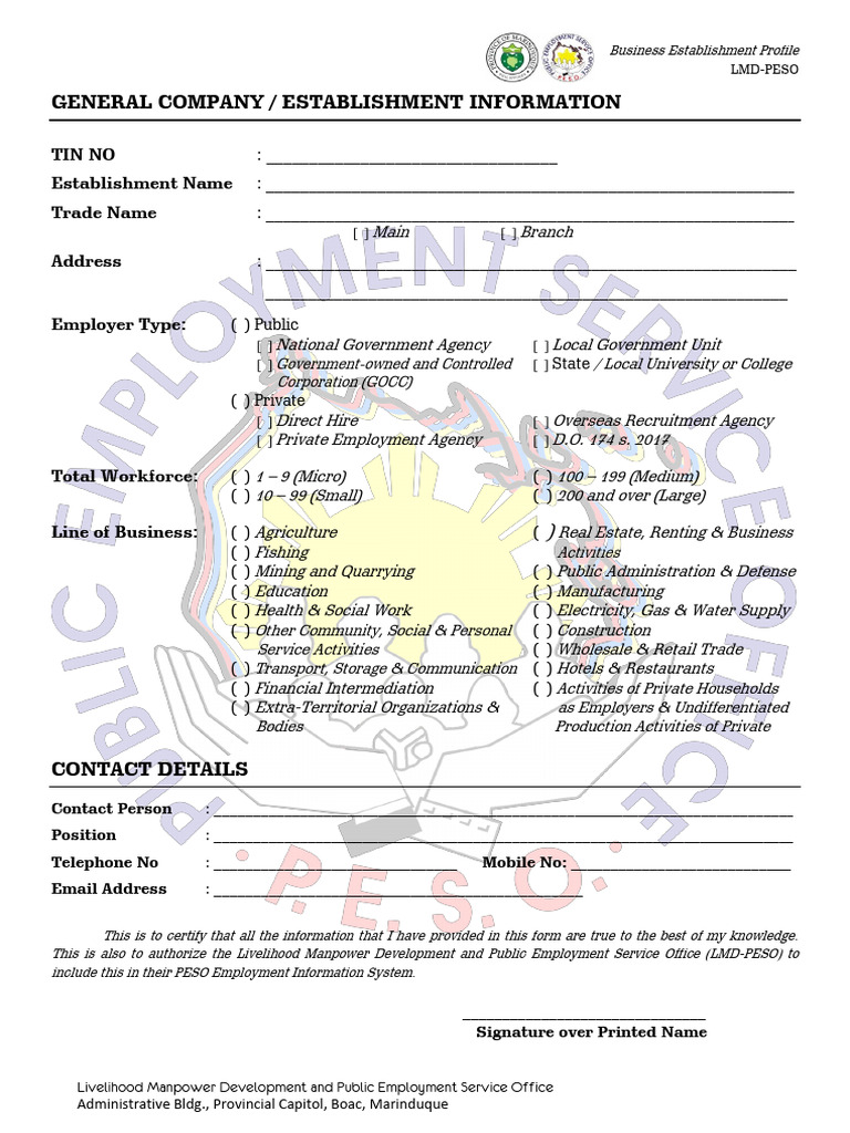 Establishment Profile | PDF
