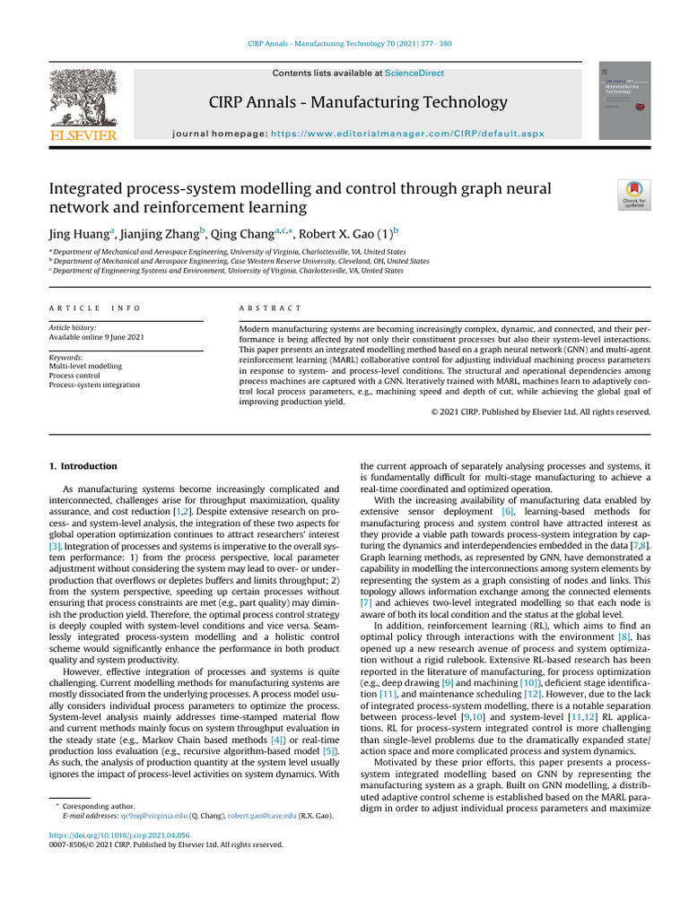 Integrated Process-System Modelling and Control Through Graph Neural | PDF