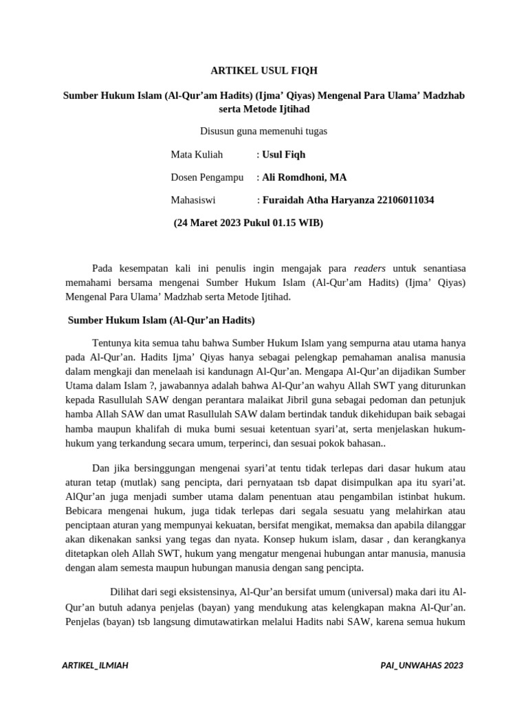 ARTIKEL Usul Fiqh | PDF
