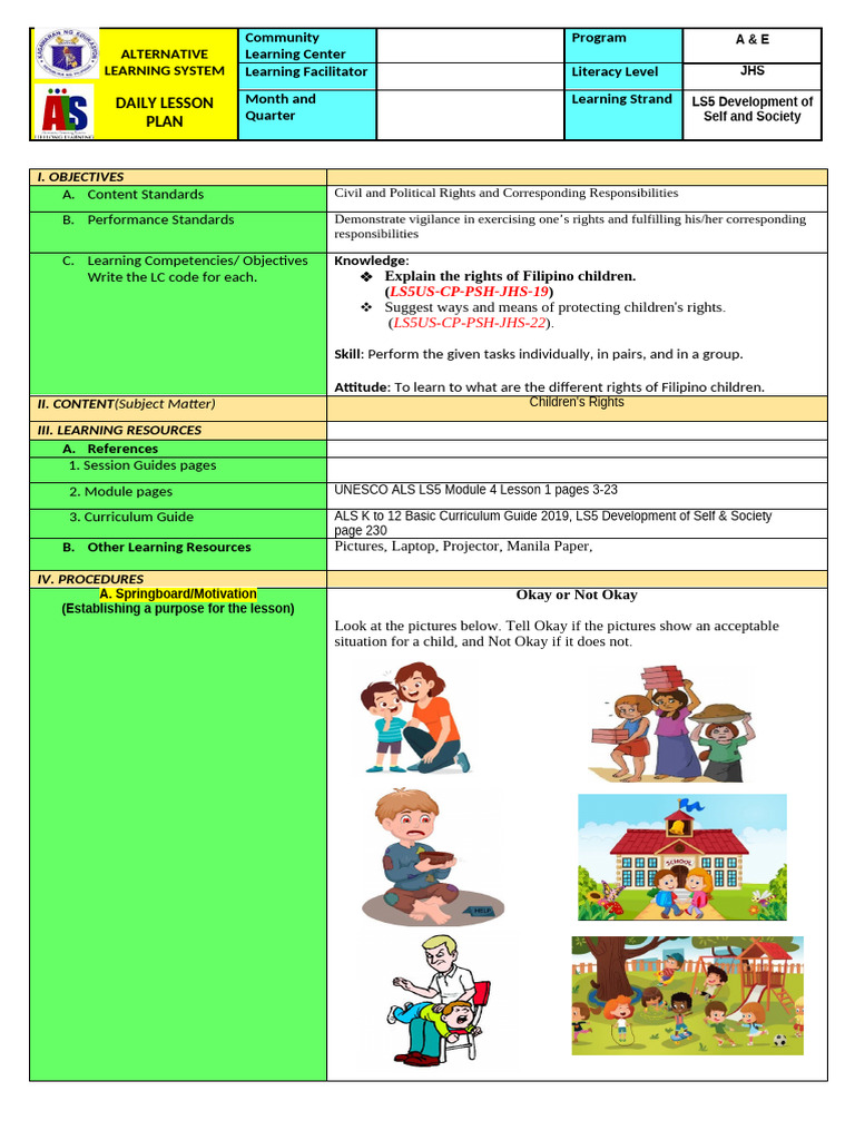 LS5 DLP-JHS (Children's Rights) | PDF