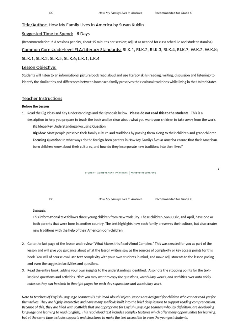 How My Family Lives in America - Families Use | PDF | Vocabulary ...