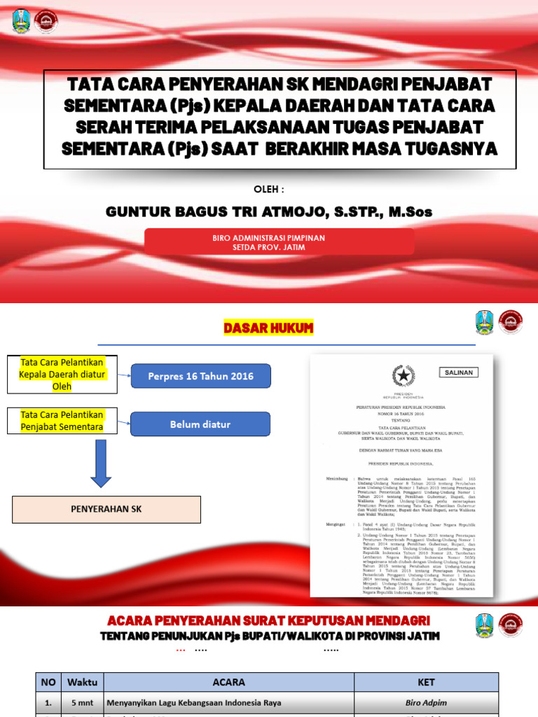 BIRO ADPIM - Rev Pengukuhan Dan Penyerahan SK Mendagri - Pjs Bupati (1) - 1 | PDF