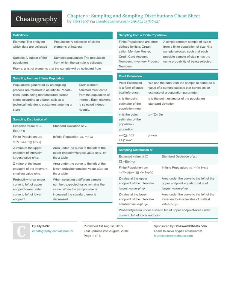 Allyrae97 - Chapter 7 Sampling and Sampling Distributions | PDF