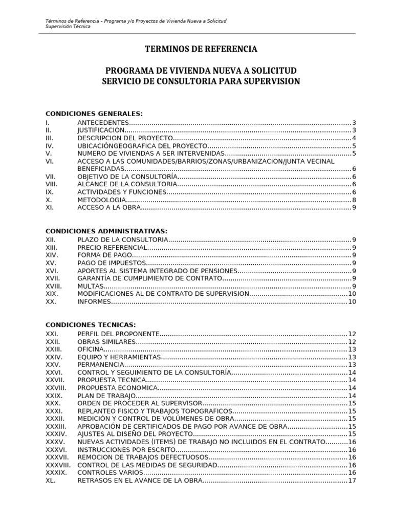TDR Supervision VN Vivienda Nueva 2021 | PDF