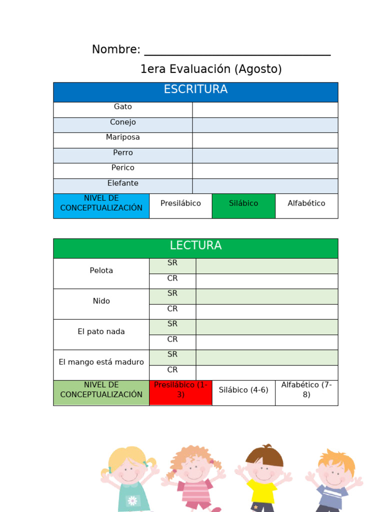 CUADRO REGISTRO EVALUACIÓN PALE | PDF