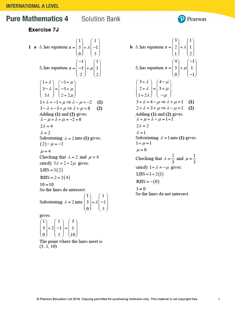 Ial Maths Pure 4 Ex7j | PDF