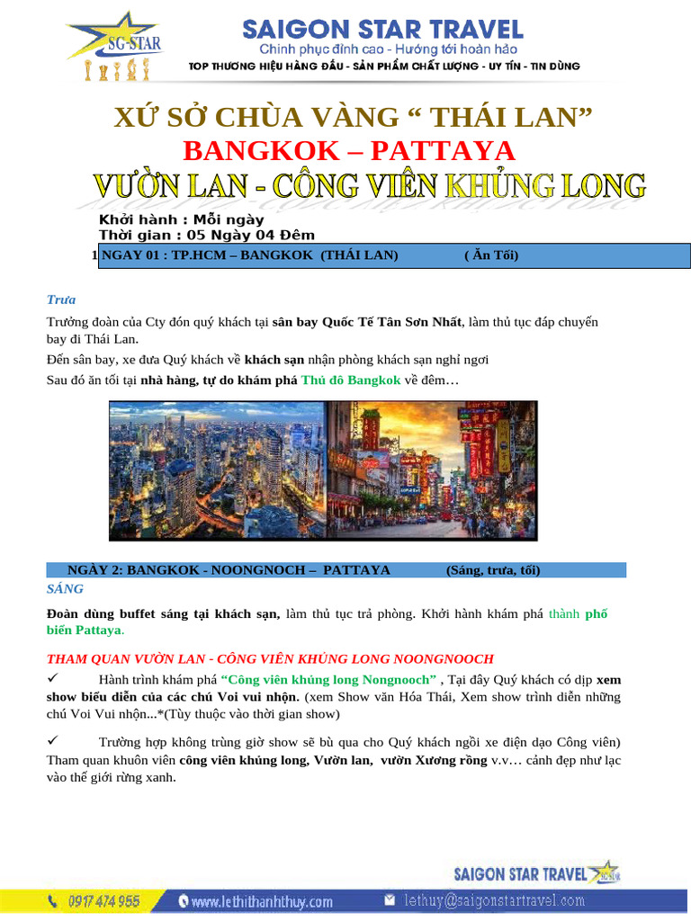 Tour Bangkok - Pattaya 5N4DP | PDF