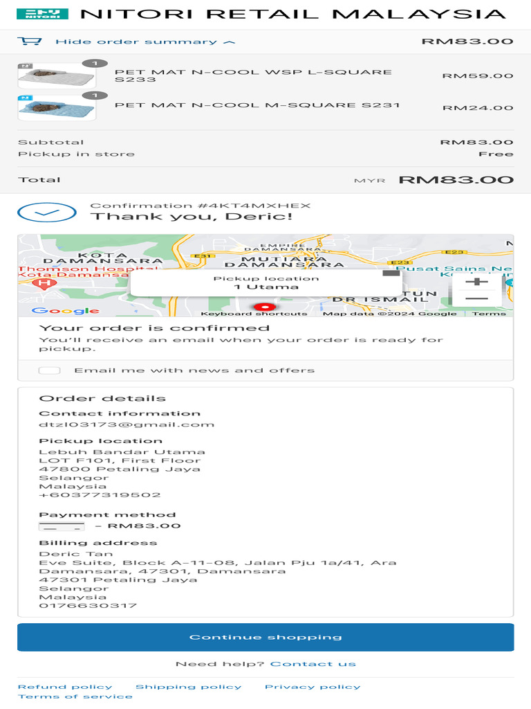 Thank You For Your Purchase! - NITORI RETAIL (MALAYSIA) SDN. BHD. (Registration No. 202001008423 ...