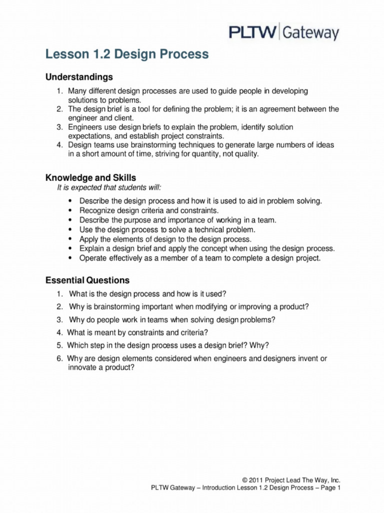 Lesson 1.2 Design Process | PDF