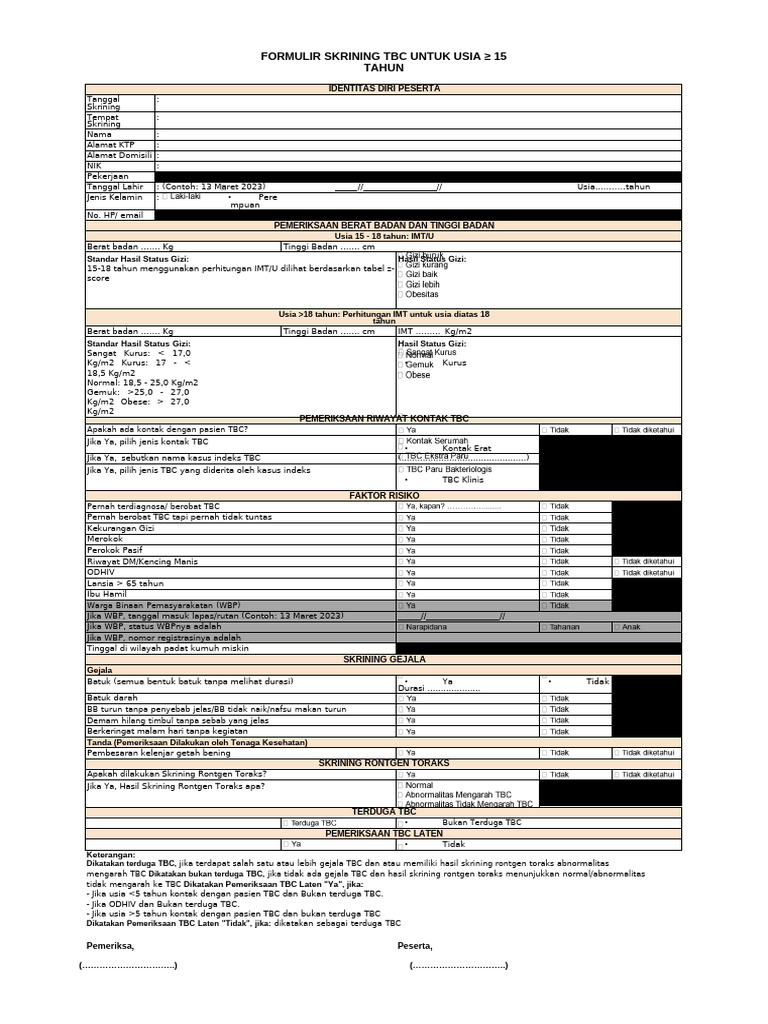 Kuesioner Skrining Gejala TBC | PDF