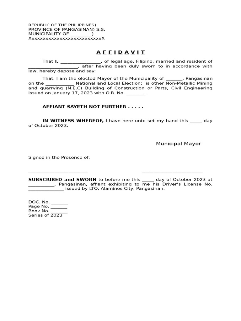 Affidavit Mayor 1 | PDF