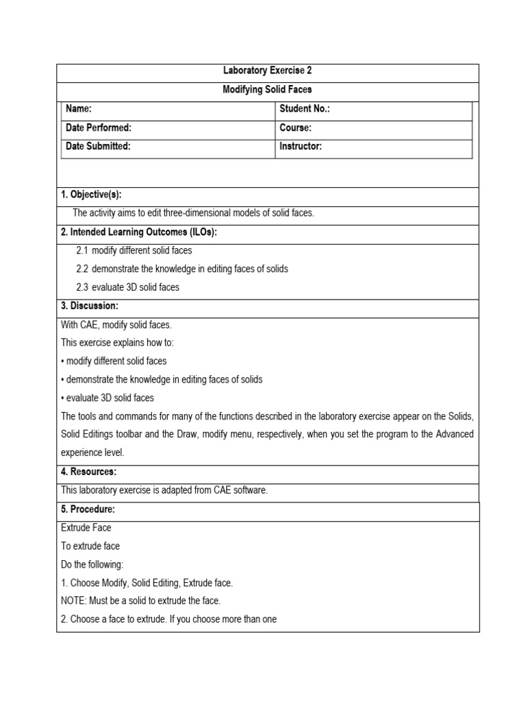 Cae Laboratory Exercise 2 1 | PDF