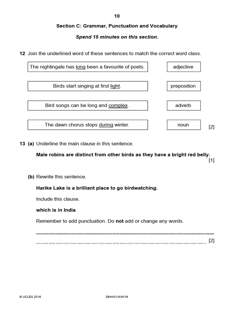 Primary Checkpoint English 0844 April 2016 Paper 1 | PDF