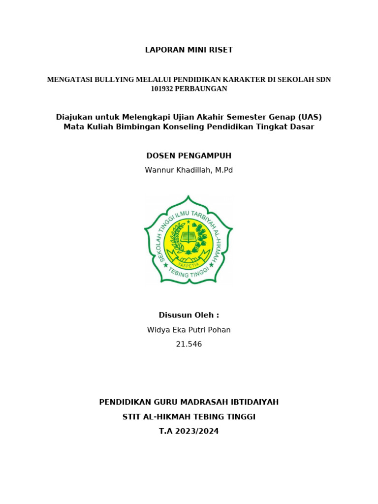 LAPORAN MINI RISET-widya | PDF
