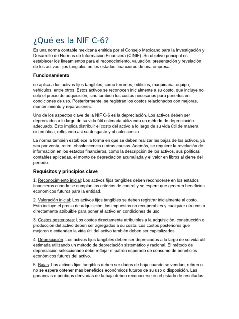 Qué Es La NIF C-6 | PDF