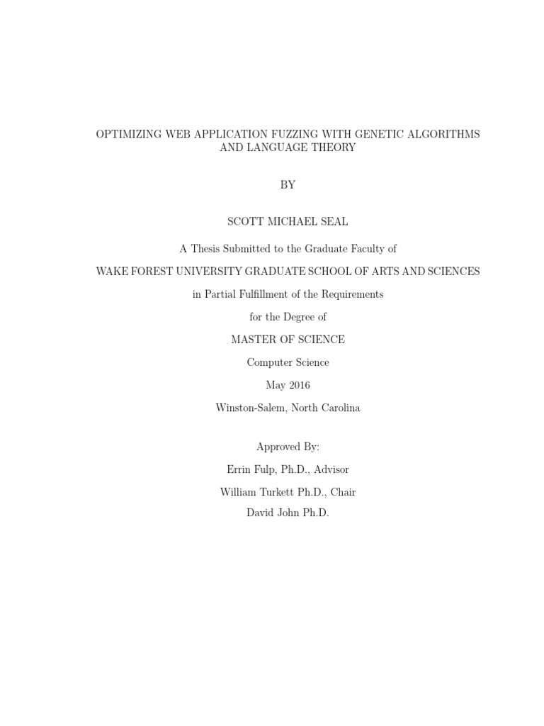 Optimizing Web Application Fuzzing With Genetic Algorithms and Language Theory | PDF | Computer ...