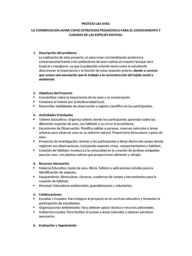 Protejo Las Aves | PDF