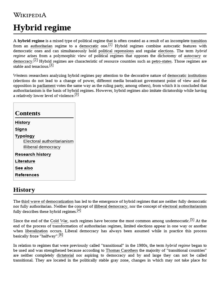 Hybrid Regime | PDF | Political Science | Forms Of Government