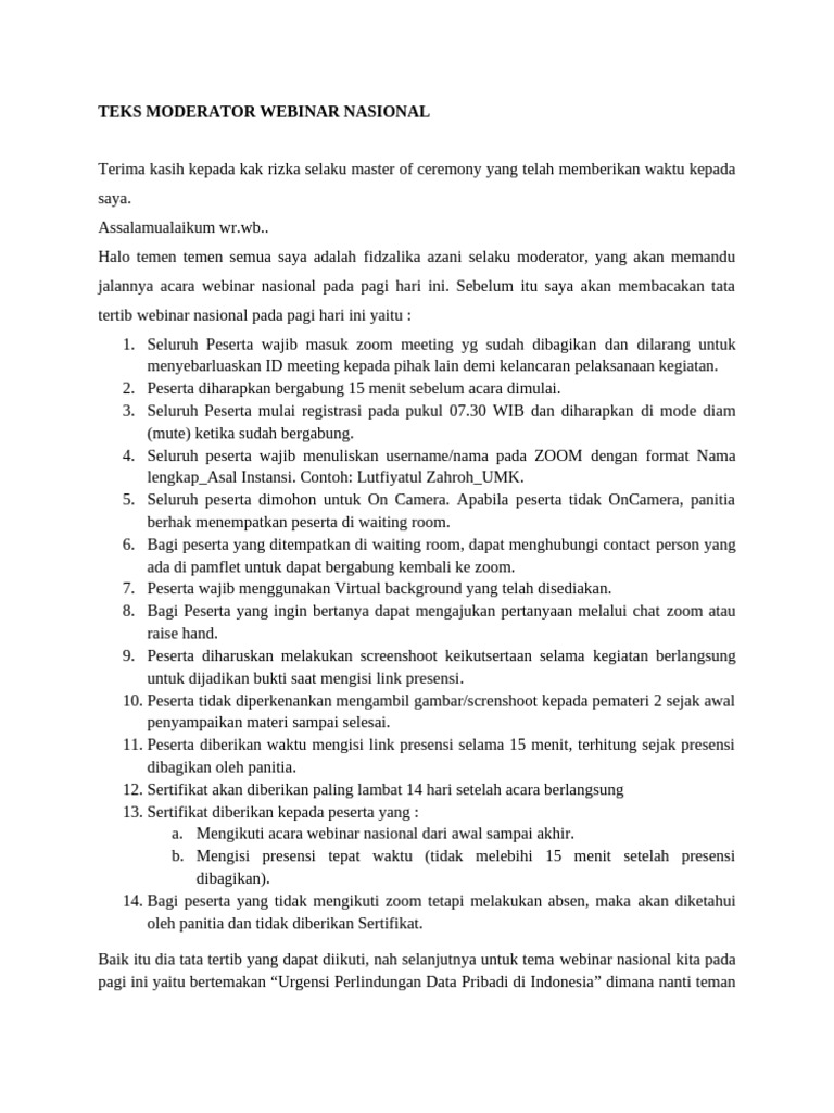 (Rev) TEKS MODERATOR WEBINAR NASIONAL | PDF | Career & Growth