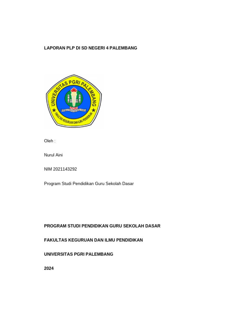 Format Laporan PLP Nurul Aini | PDF