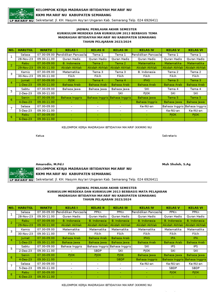 Jadwal Pas 2023 | PDF