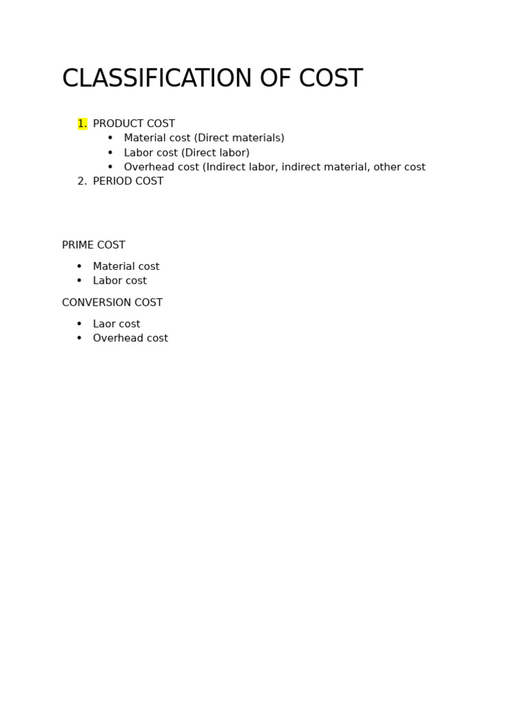 Classification of Cost | PDF