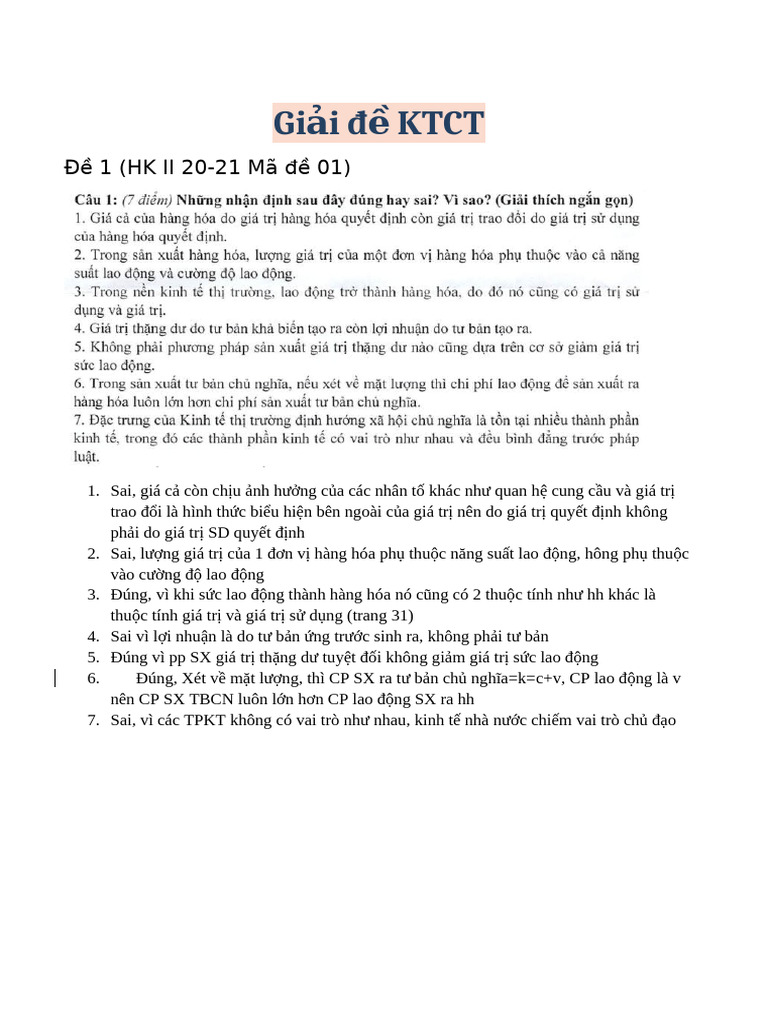 Giải đề KTCT | PDF