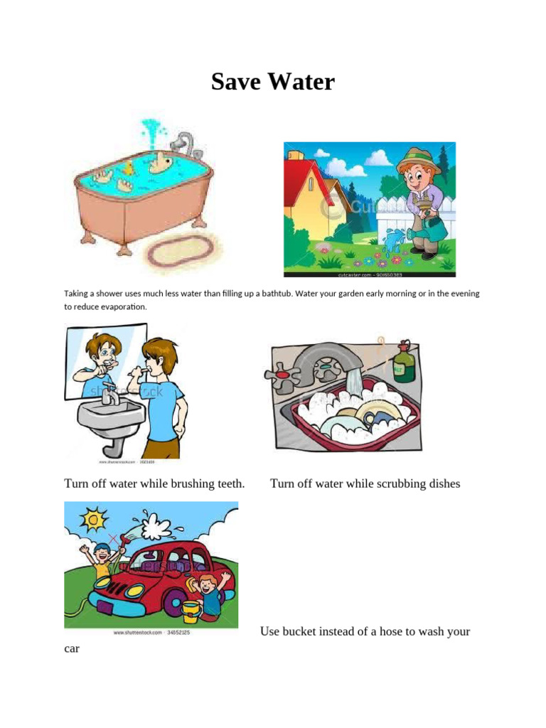 Save Water Fun Activities Games Picture Description Exercises - 44045 | PDF