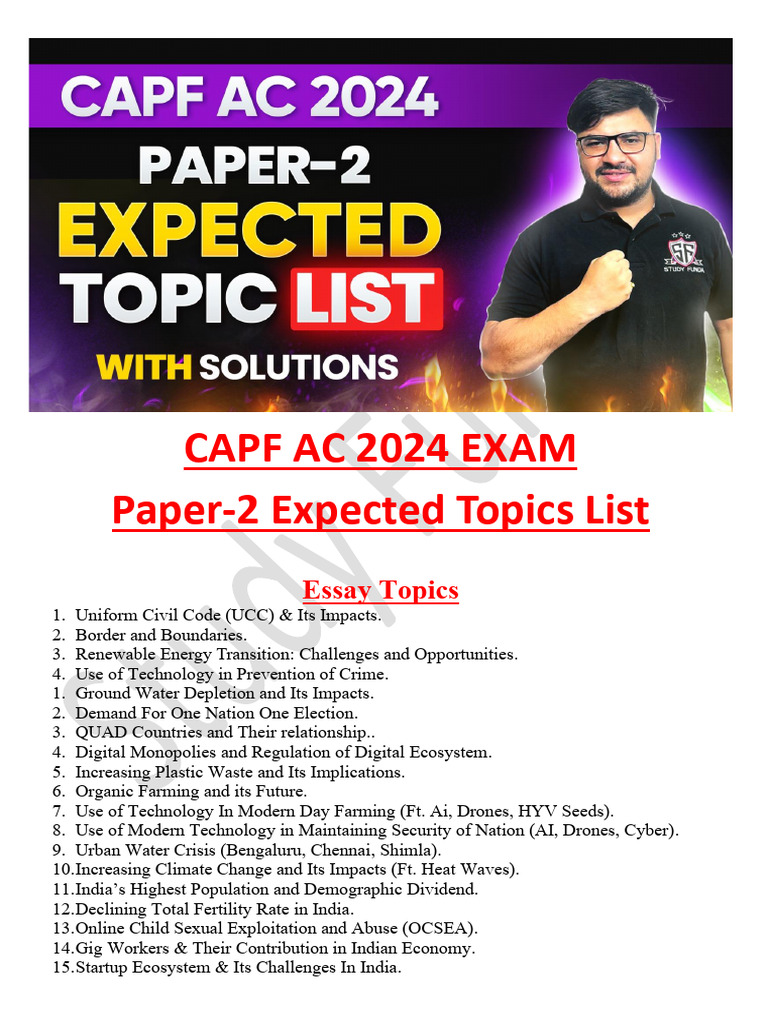 CAPF Latest Paper-2 Topics List | PDF