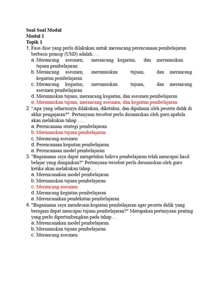 Soal Pemahaman Modul 1,2,3 | PDF