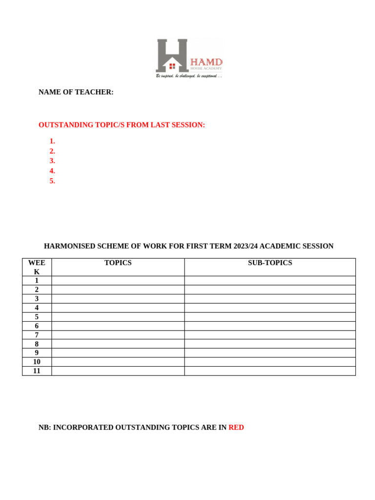 Adjusted Breakdown of Sheme of Work - 120946 | PDF