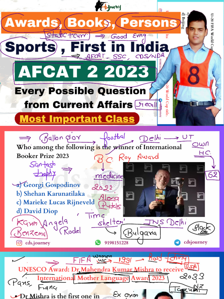 Awards+Sports+Static+Current Class For AFCAT 2023 | PDF