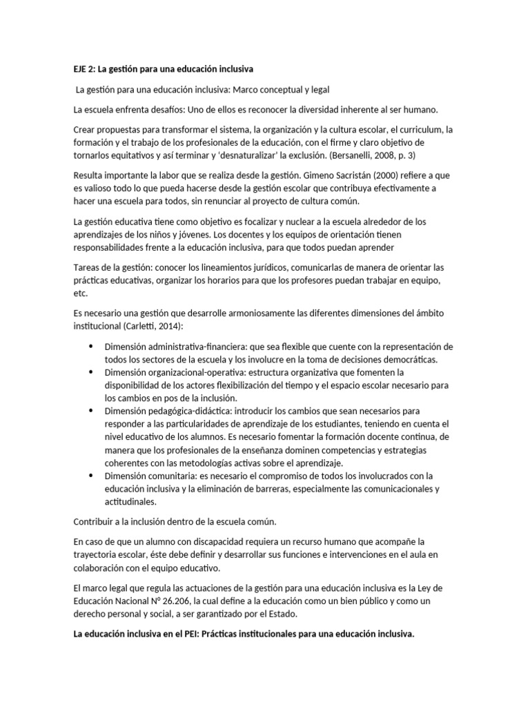 Educacion Inclusiva Resumen | PDF