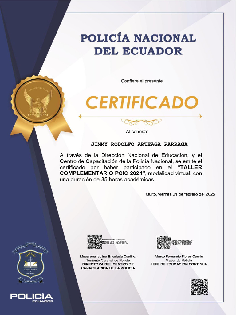 Certificado - Del - Taller - Complementario - Pcic - 2024 Antamba | PDF
