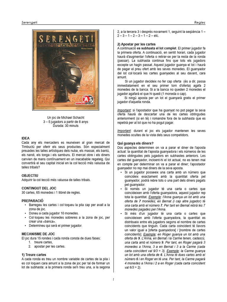 Rules CA Serengeti 2 | PDF