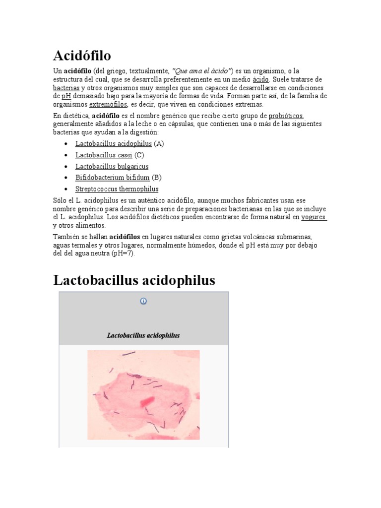 Acidófilo | PDF | Las bacterias | Biología
