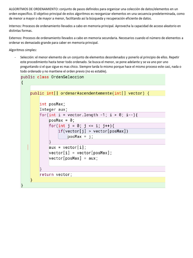 Algoritmos De Ordenamiento Y Busqueda2 1 Pdf
