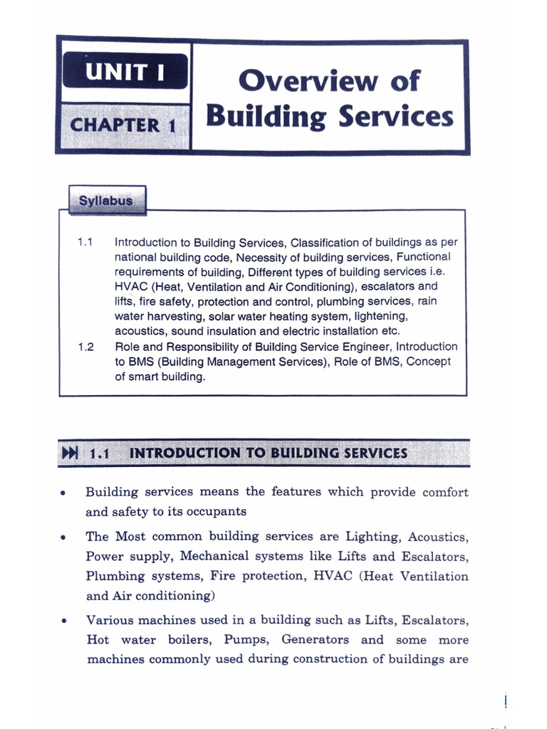 Unit - I Overview of Building Service | PDF