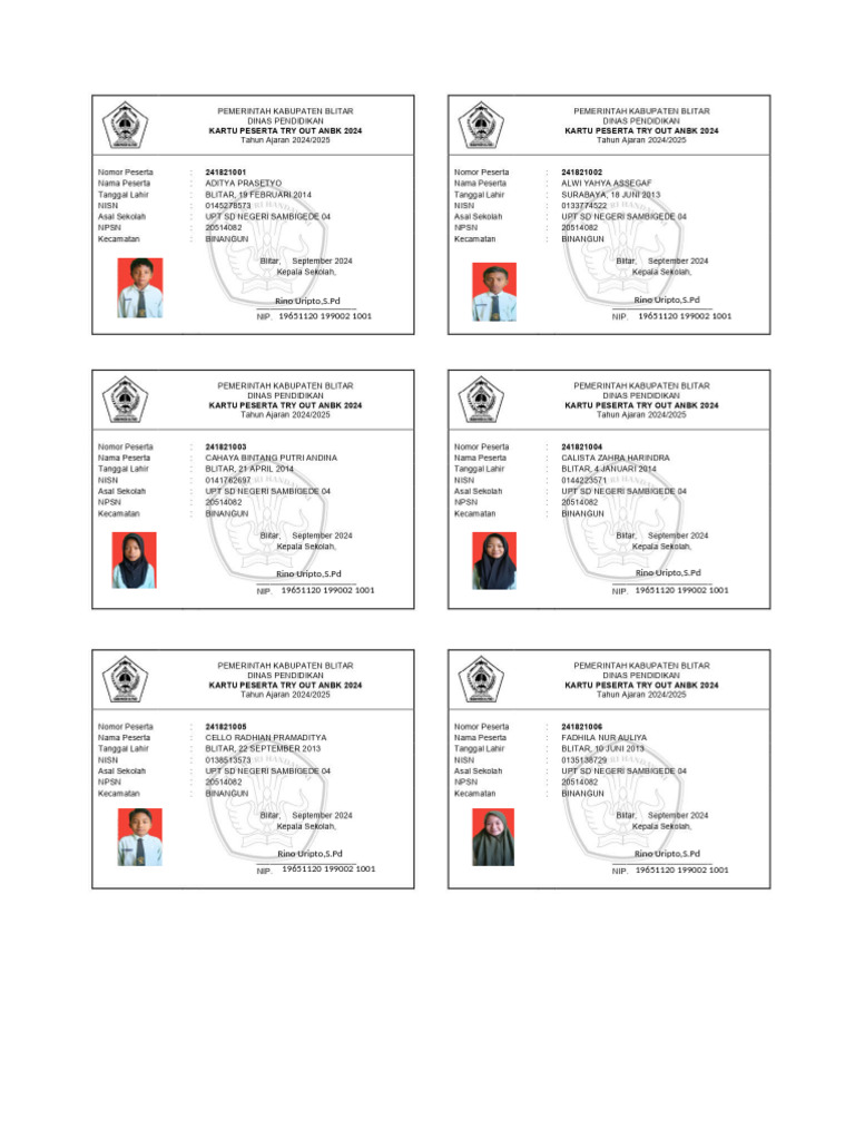 Kartu Ujian Simulasi Triout Anbk 2024-2025 | PDF