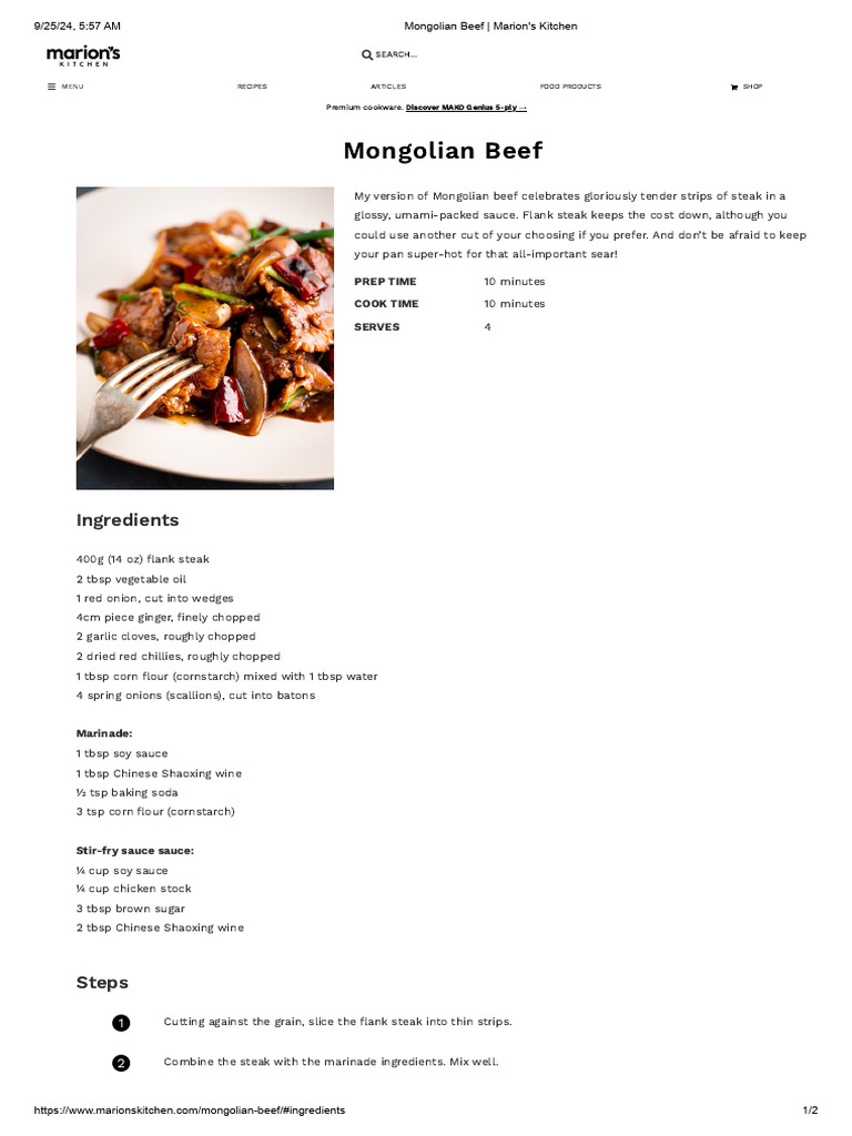 Mongolian Beef (Marion's Kitchen) | PDF