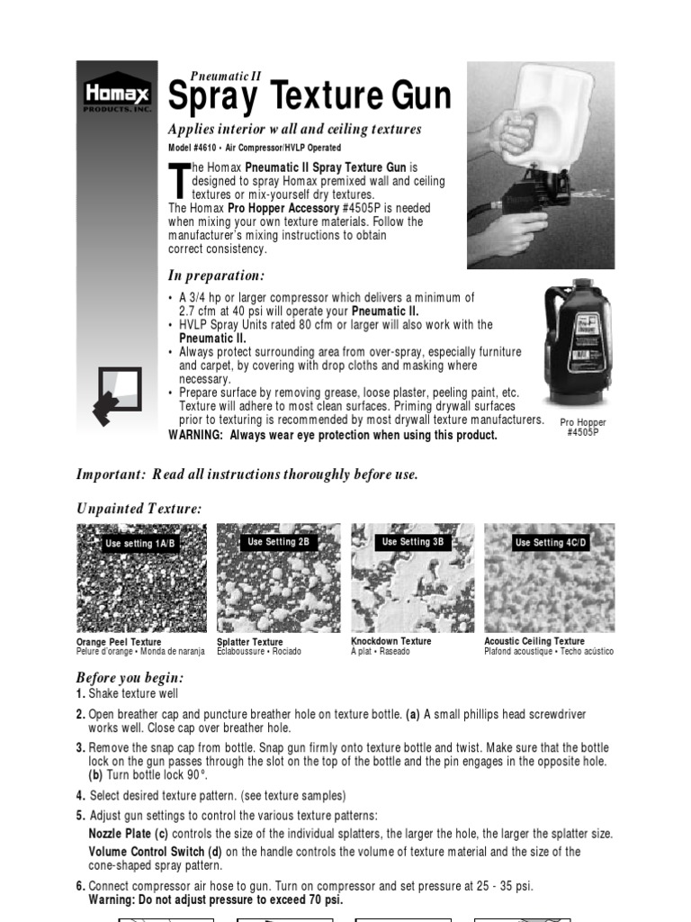 Homax Texture Gun 4610 | PDF | Gas Technologies | Gases