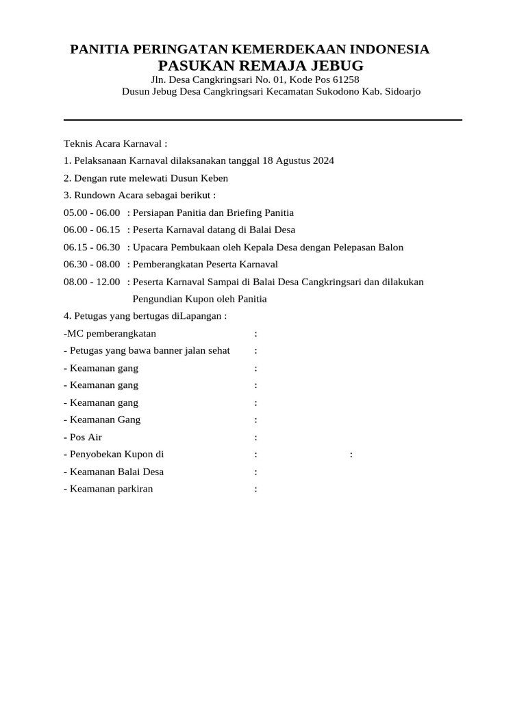 Roundown Karnaval PRJ 2024 | PDF