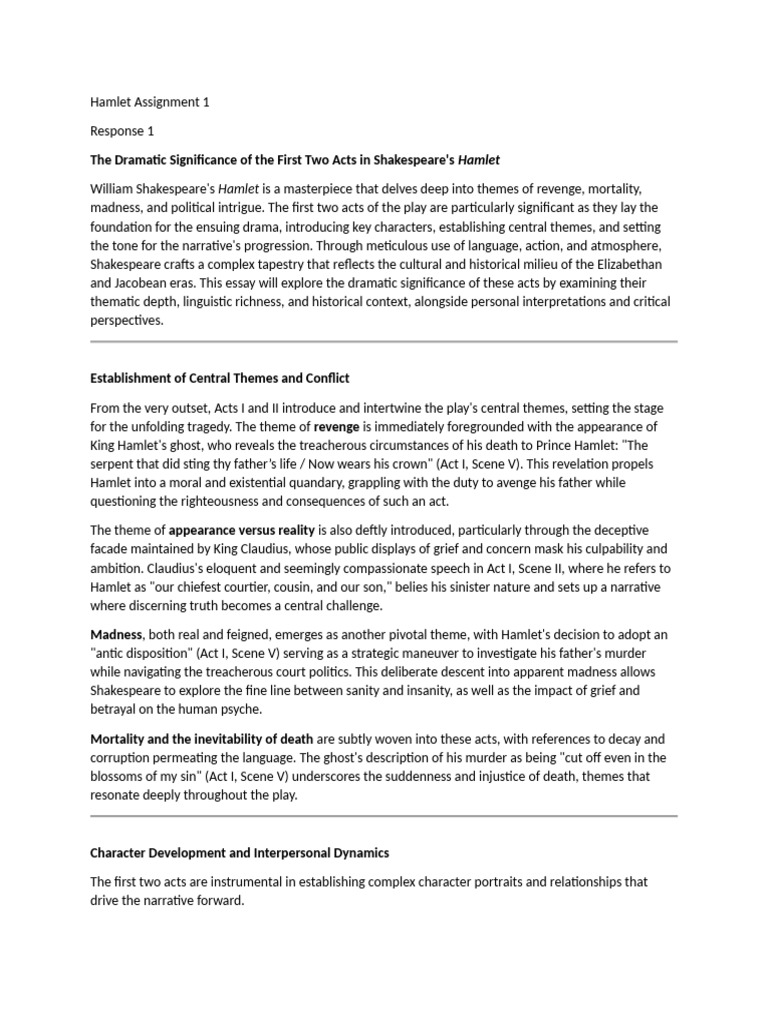 Hamlet Assignment | PDF | Hamlet | Classics