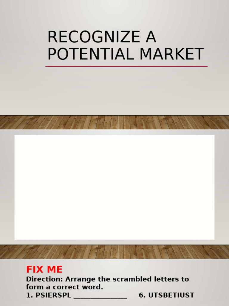 Recognize a Potential Market | PDF