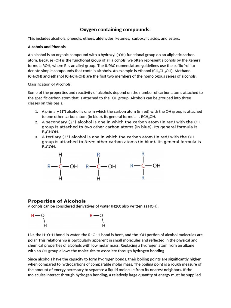 Oxygen Containing Compounds | PDF